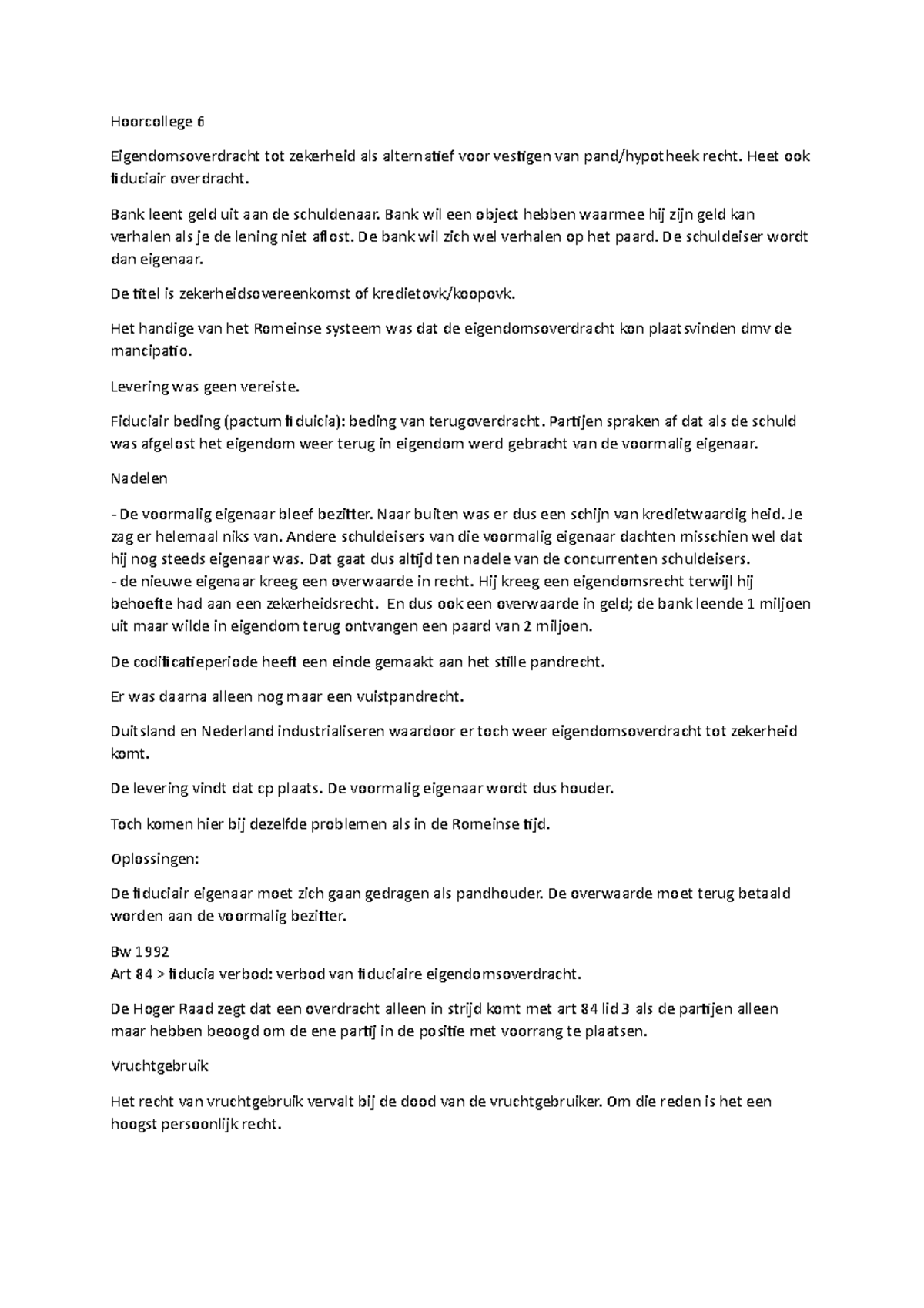 Hoorcollege 6 Historische Ontwikkeling Van Het Privaatrecht