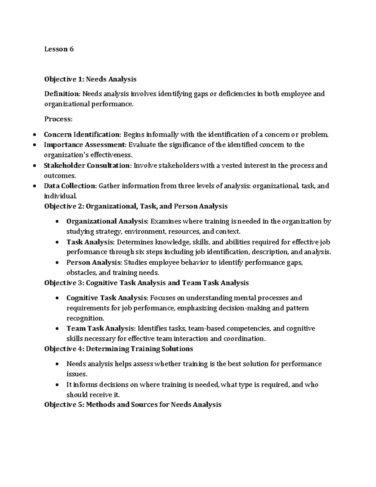 Educ quiz 2 - asd - Lesson 6 Objective 1: Needs Analysis Definition: Needs analysis involves ...