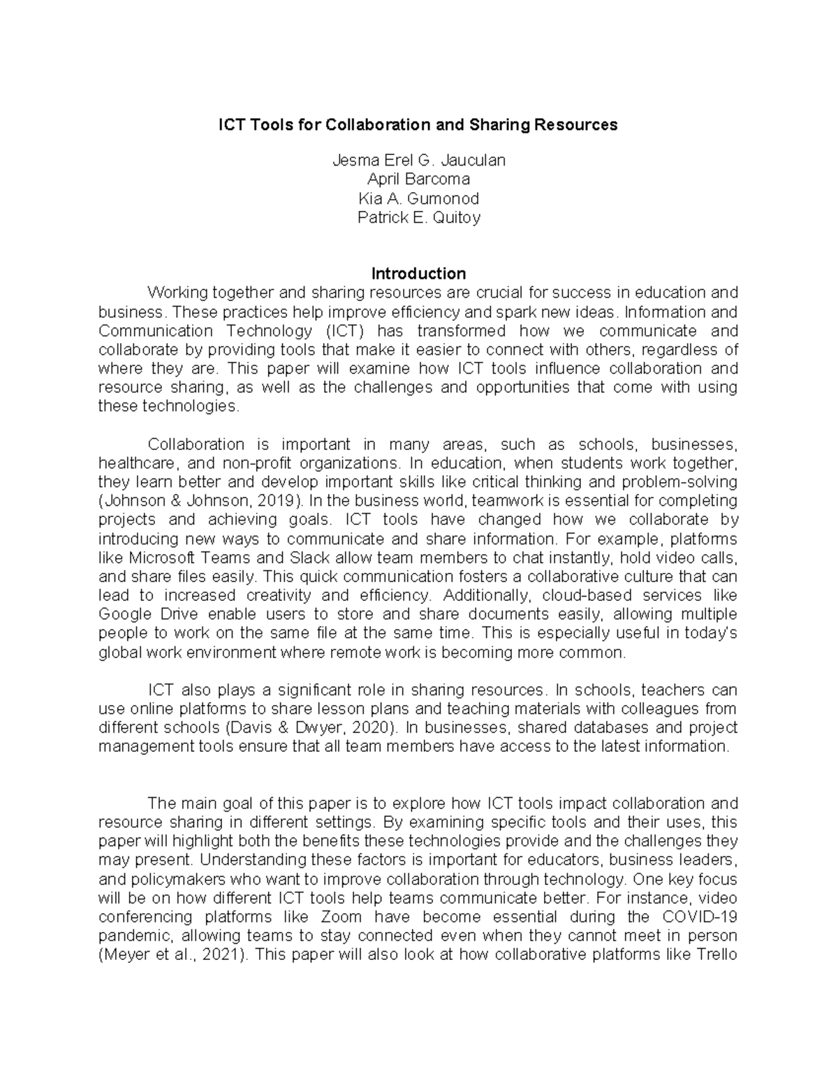 Discussion Paper on ICT Tools for Collaboration - ICT Tools for ...