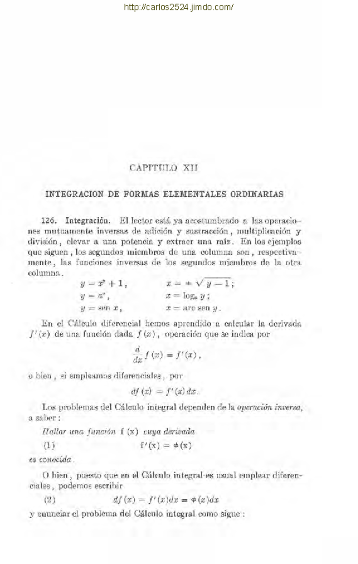 Problemas de Calculo de la integral - CAPITULO XII INTEGRACION DE ...