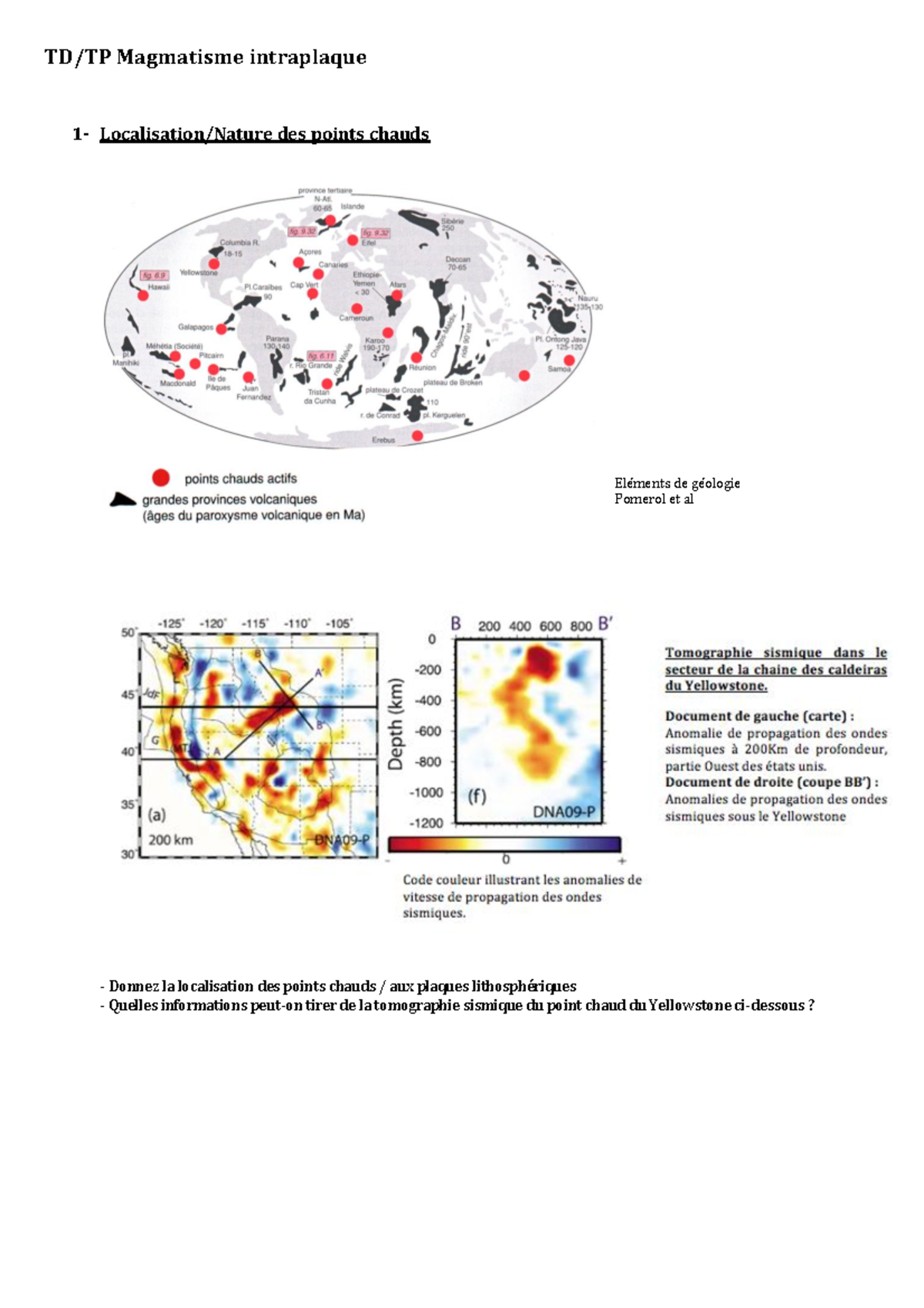 Minéralogie: Point chaud - poly - TD/TP Magmatisme intraplaque 1- Localisation/Nature des points ...