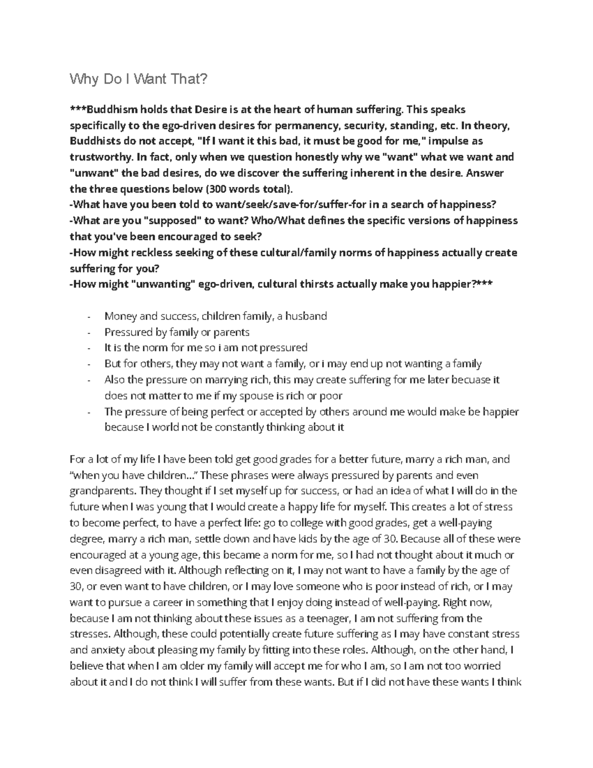 PP#5- Wants - A mini essay answering the question, "Why do I want that ...