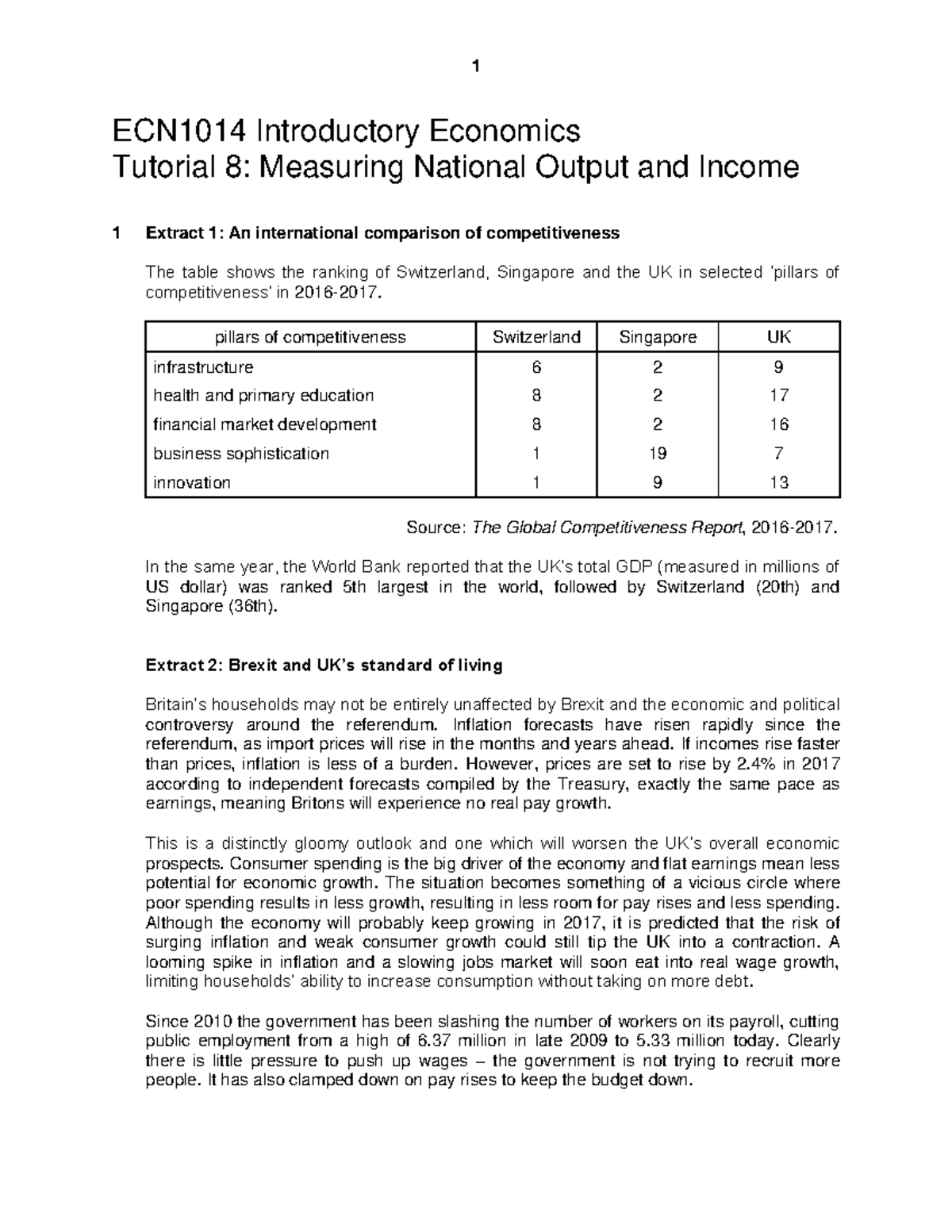 A. ECN1014 Tutorial Questions [Set 08 to 12] - ECN1014 Introductory ...