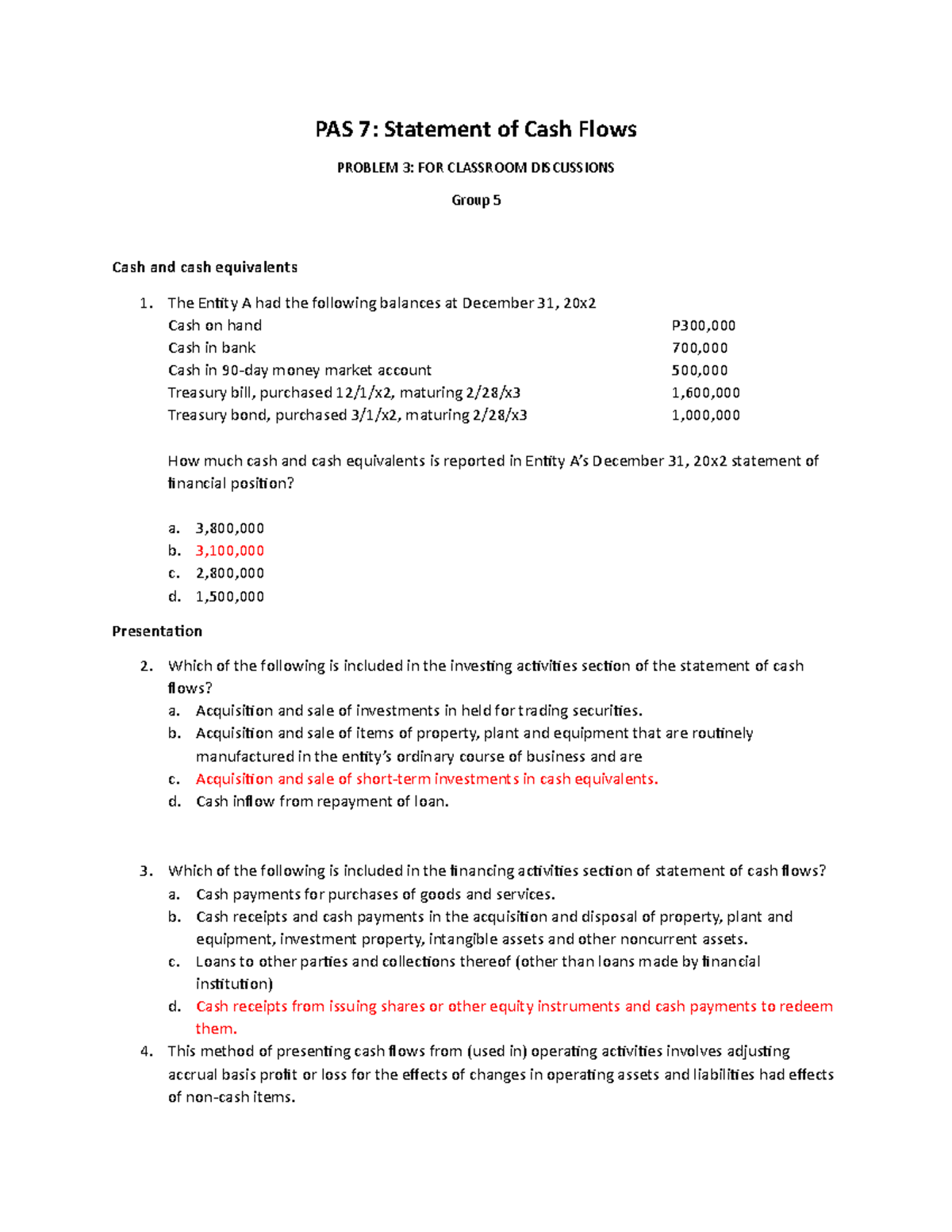 Group-Assessment PAS7 Statement of Cash Flows - PAS 7: Statement of ...