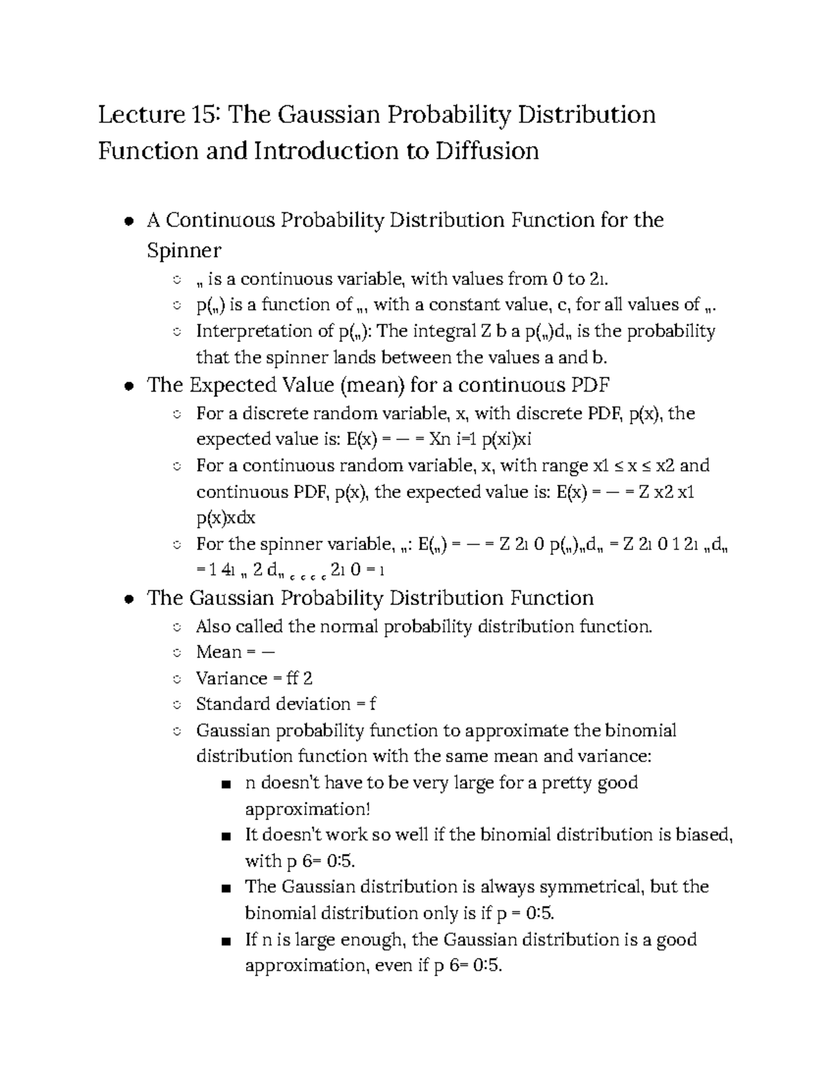 Biology 3550 Notes Lecture 15 9 28 - Lecture 15 The Gaussian ...