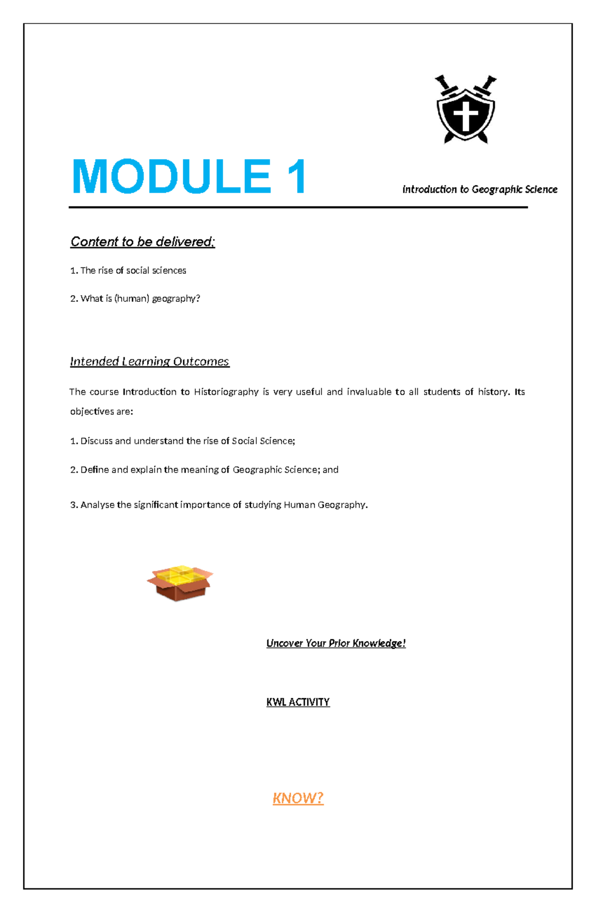 Module 1 Introduction to Geographic Science - MODULE 1 Introduction to ...