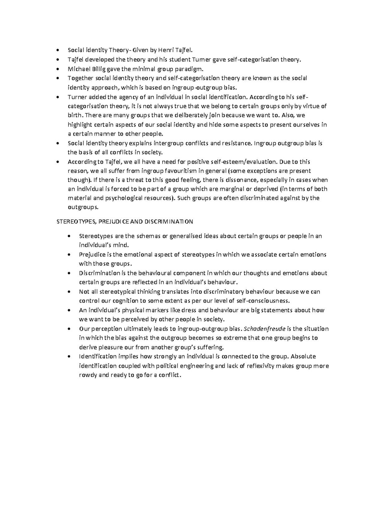 Notes - Social identity Theory- Given by Henri Tajfel. Tajfel developed ...