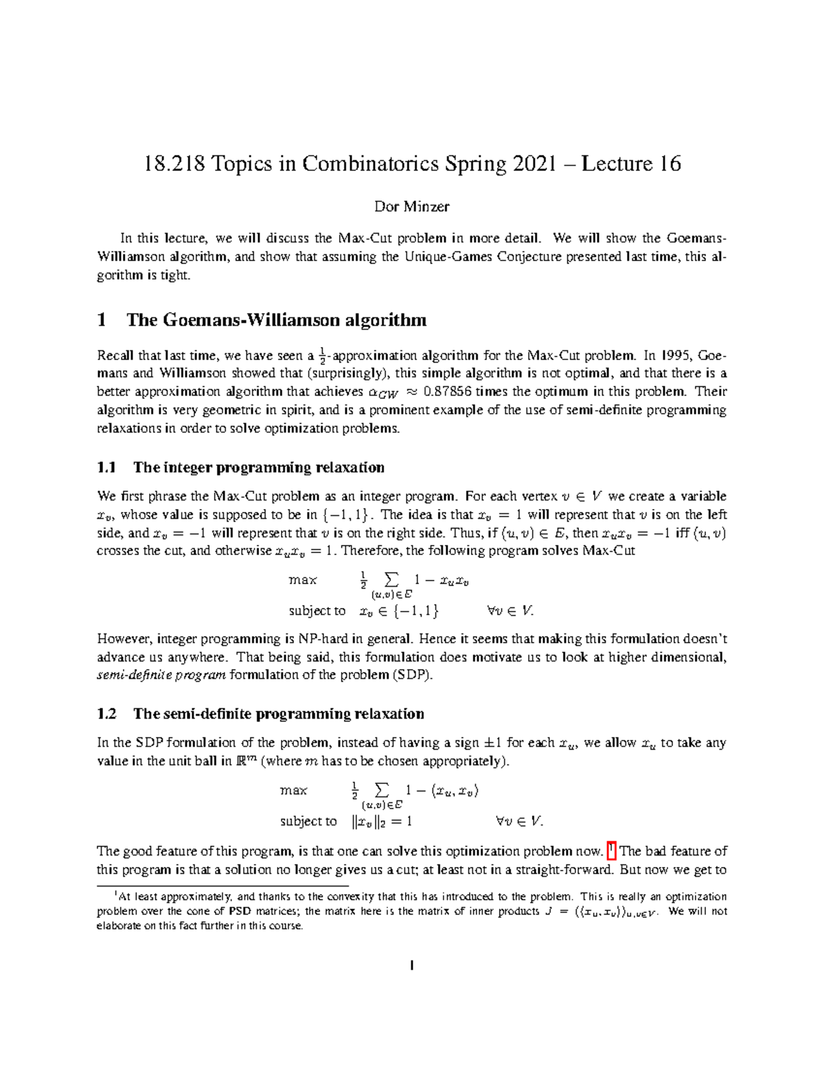 Topics In Combinatorics Lecture 16 18topicsincombinatoricsspring2021