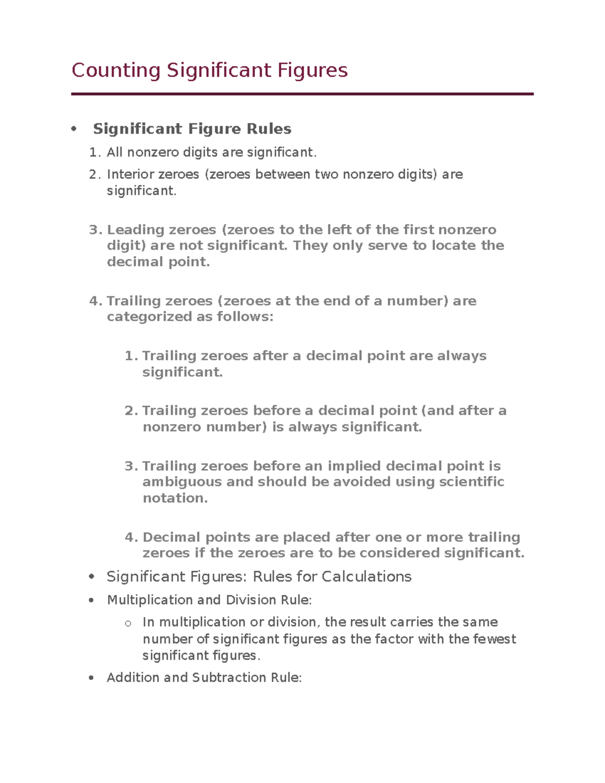 Counting Significant Figures - CHEM 111 - Studocu