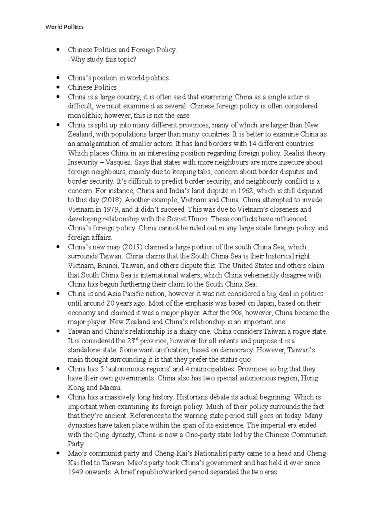 Lecture-5-World-Politics - Chinese Politics and Foreign Policy. -Why ...