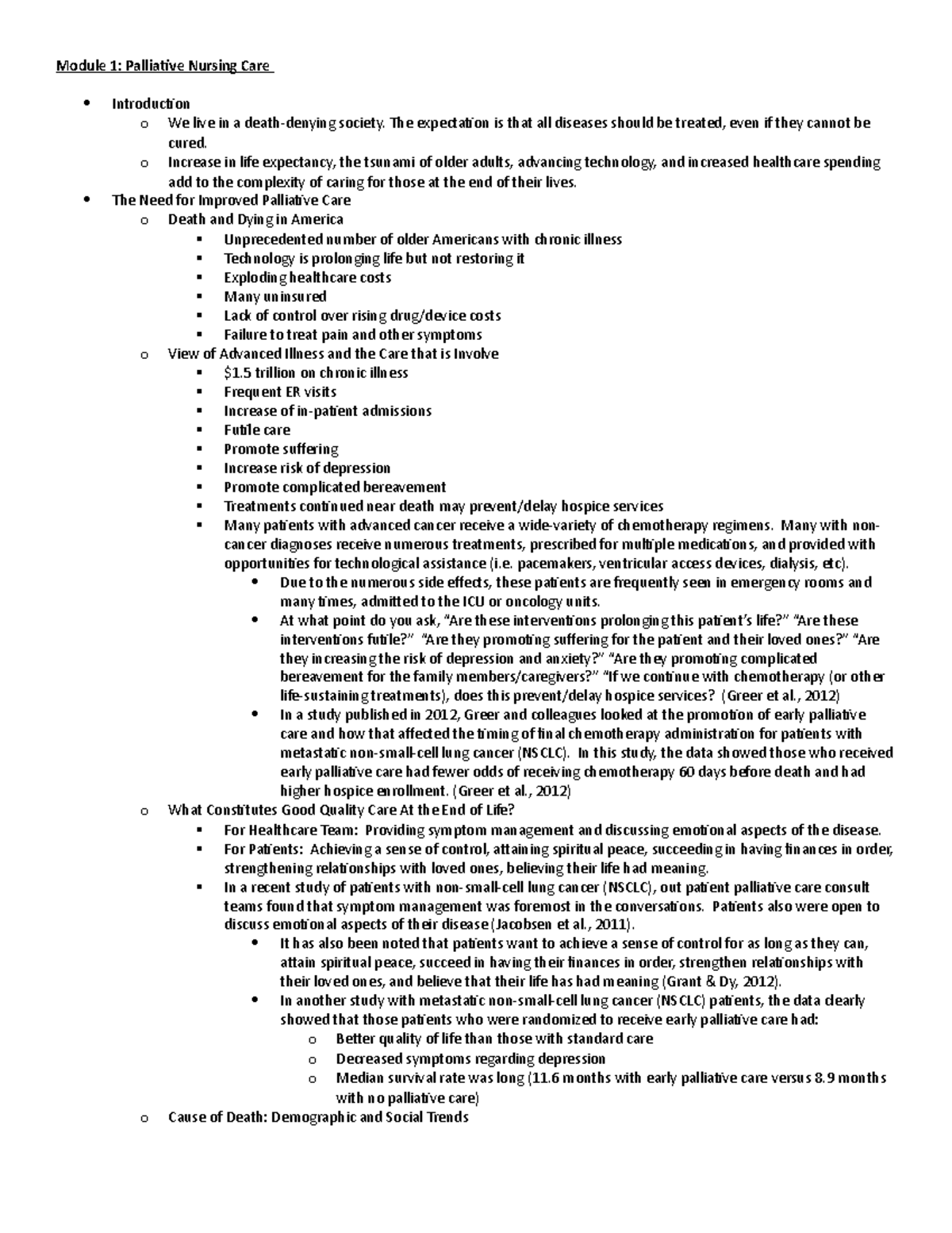 Unit 2 Notes - updated in 2022 - Module 1: Palliative Nursing Care ...