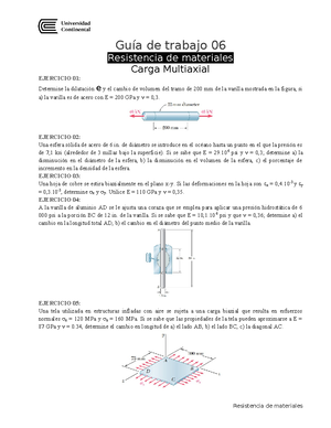 Tarea RM 2024-10 - ejercicios - Tarea Resistencia de Materiales EJERCICIO 01 Se lleva a cabo un ...