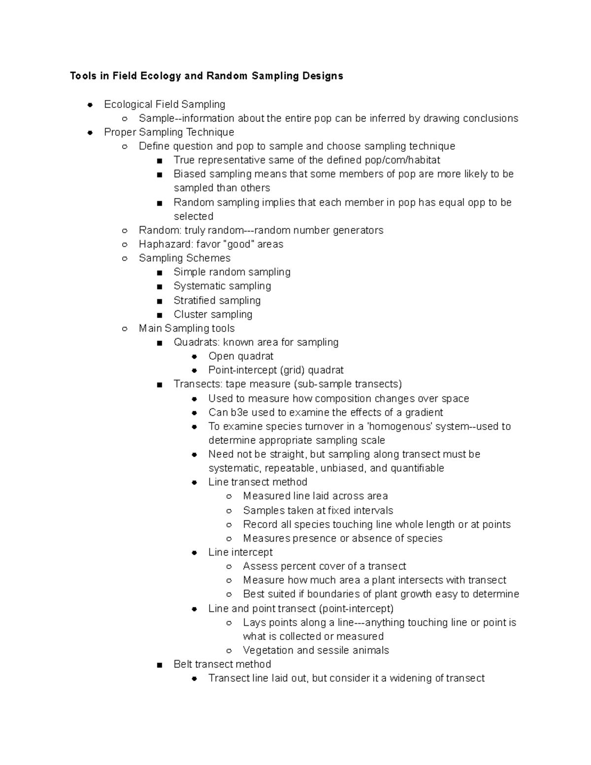 Tools of field ecology random sampling designs - Tools in Field Ecology ...