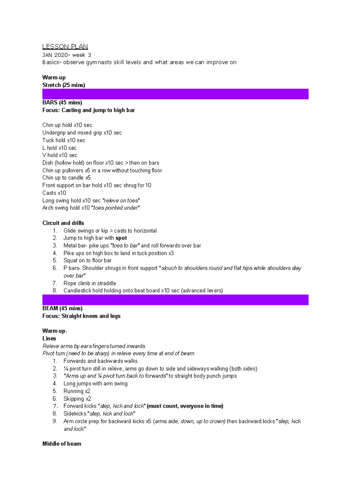 28 01 -Step 3-4 Lesson plan - LESSON PLAN JAN 2020- week 3 Basics ...