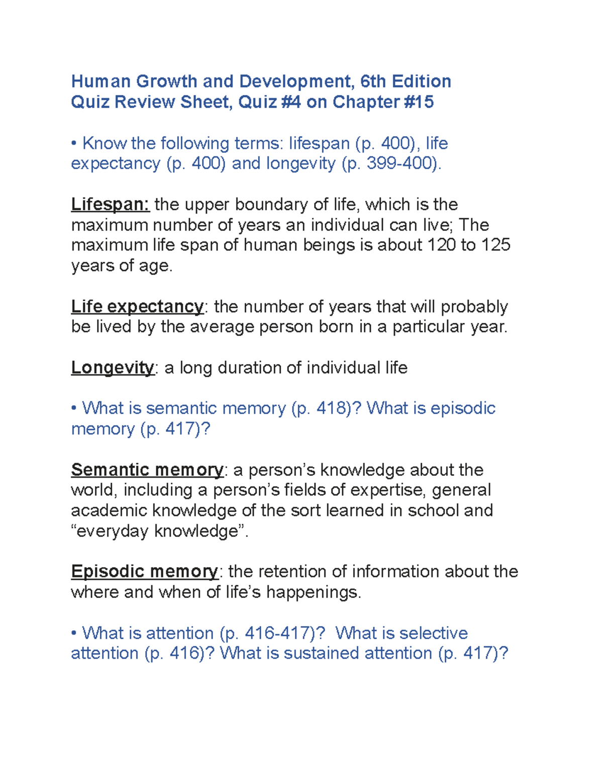 Quiz 4 Study Guide - Human Growth and Development, 6th Edition Quiz ...