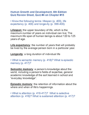Final Exam Review Sheet, 6th Ed - Human Growth and Development Final ...
