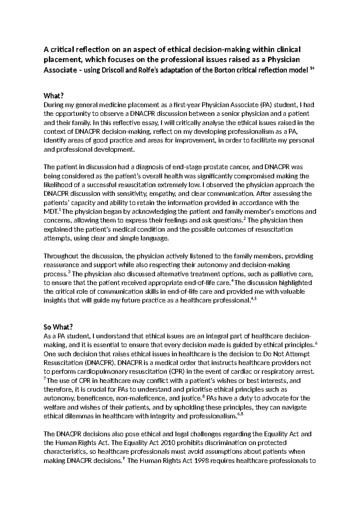 Reflection essay (Junes) copy - A critical reflection on an aspect of ...