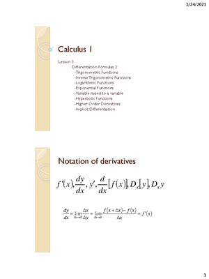 Caleng 1 Lesson 01 Introduction to Calculus Limit and Continuity - Calculus 1 Lesson 1 - Studocu