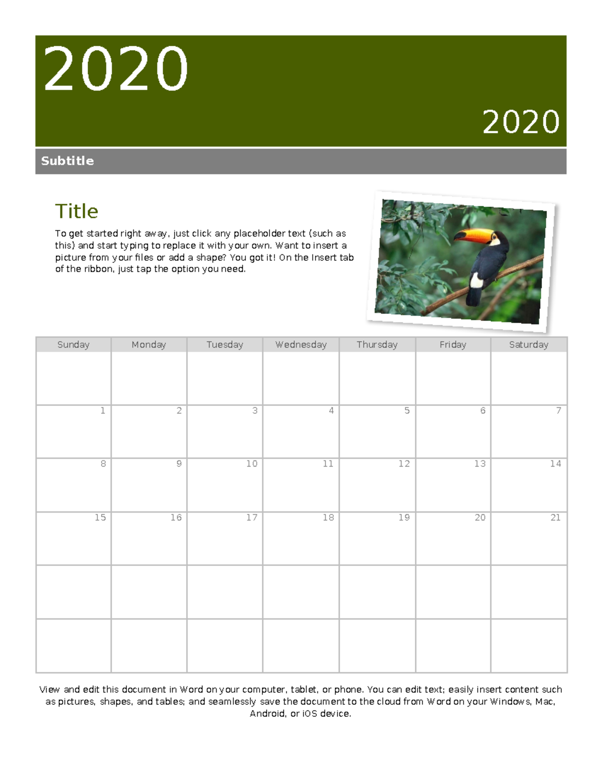 April - ummmm idk - 2020 2020 Subtitle Title To get started right away ...