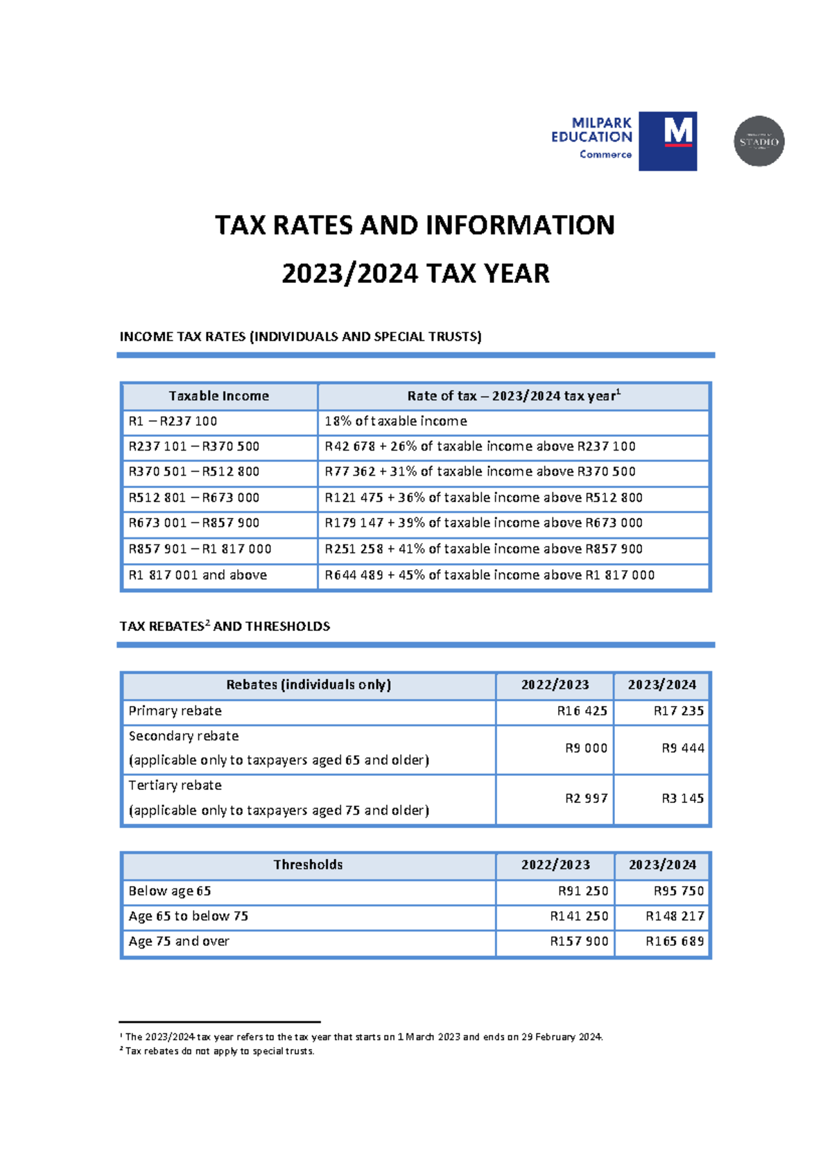 TAX Rates AND Information 2023-24 v5 - TAX RATES AND INFORMATION 2023 / ...