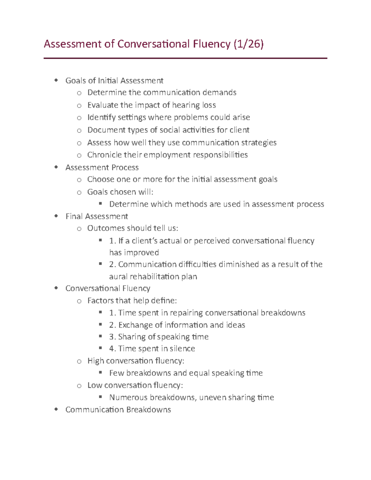 Assessment of Conversational Fluency - If a client’s actual or perceived conversational fluency ...