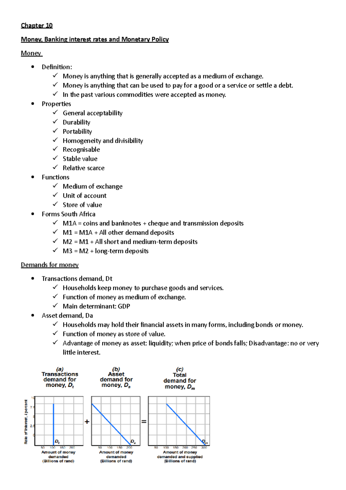Chapter 10 - Notes - Chapter 10 Money, Banking interest rates and ...