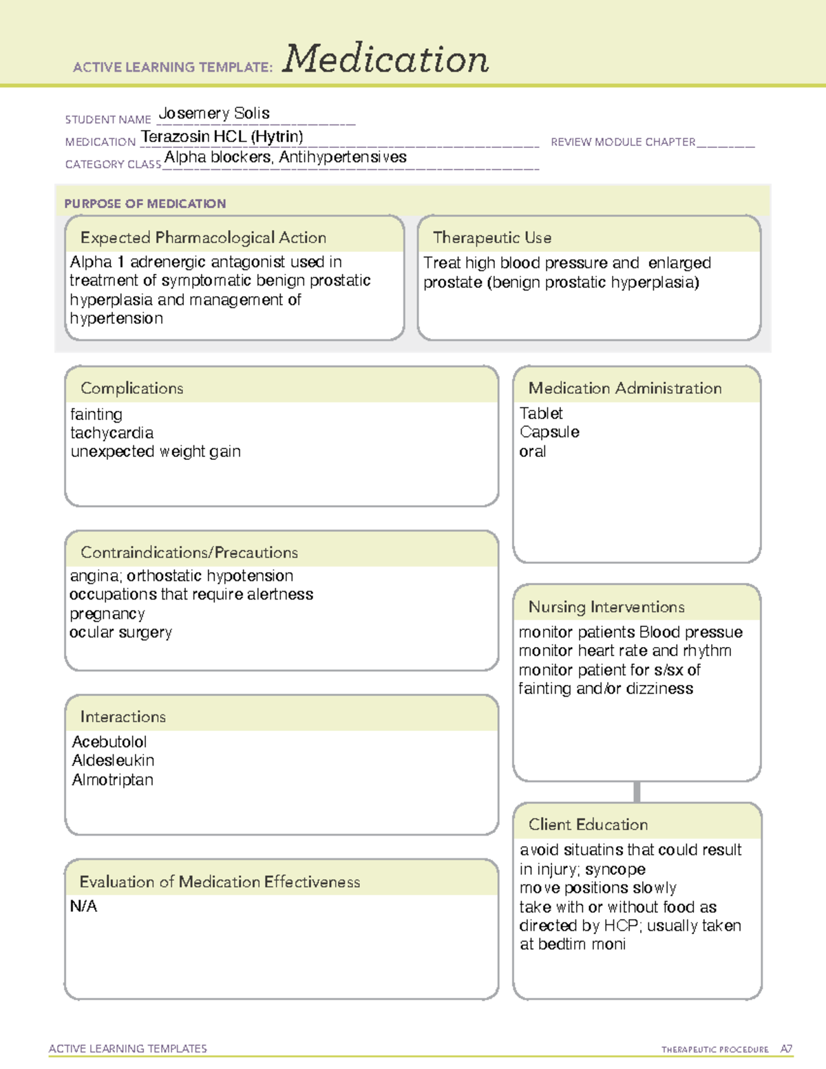Terazosin MED MAP - Med map - ACTIVE LEARNING TEMPLATES THERAPEUTIC ...