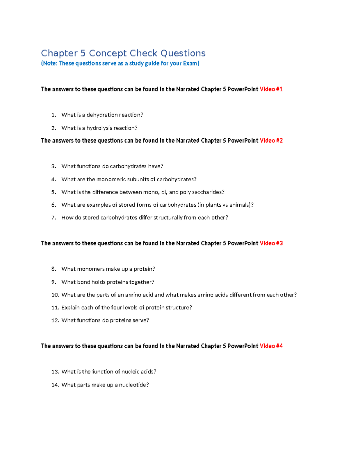 Chapter 5 Concept Check - Chapter 5 Concept Check Questions (Note: These questions serve as a ...