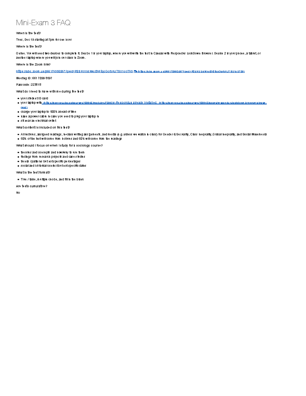 Mini-Exam 3 FAQ SOCI 102 101 2023W1 Inequality and Social Change - Mini ...