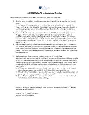 HUM 102 Module 6 Short Answer. - Recognizing and honoring the cultural ...