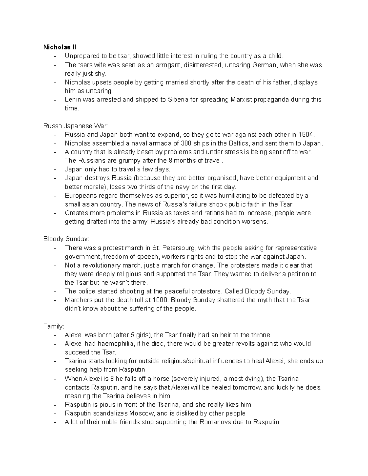 Romanov dynasty notes - Nicholas II - Unprepared to be tsar, showed ...