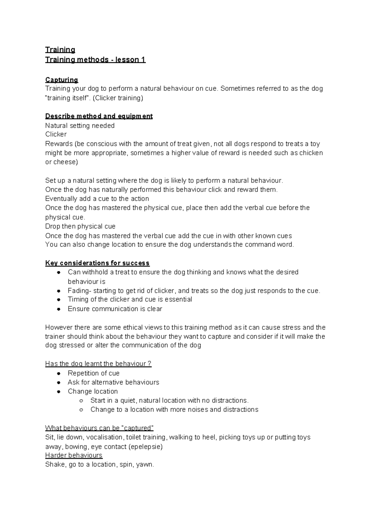 Training methods - Training Training methods - lesson 1 Capturing ...