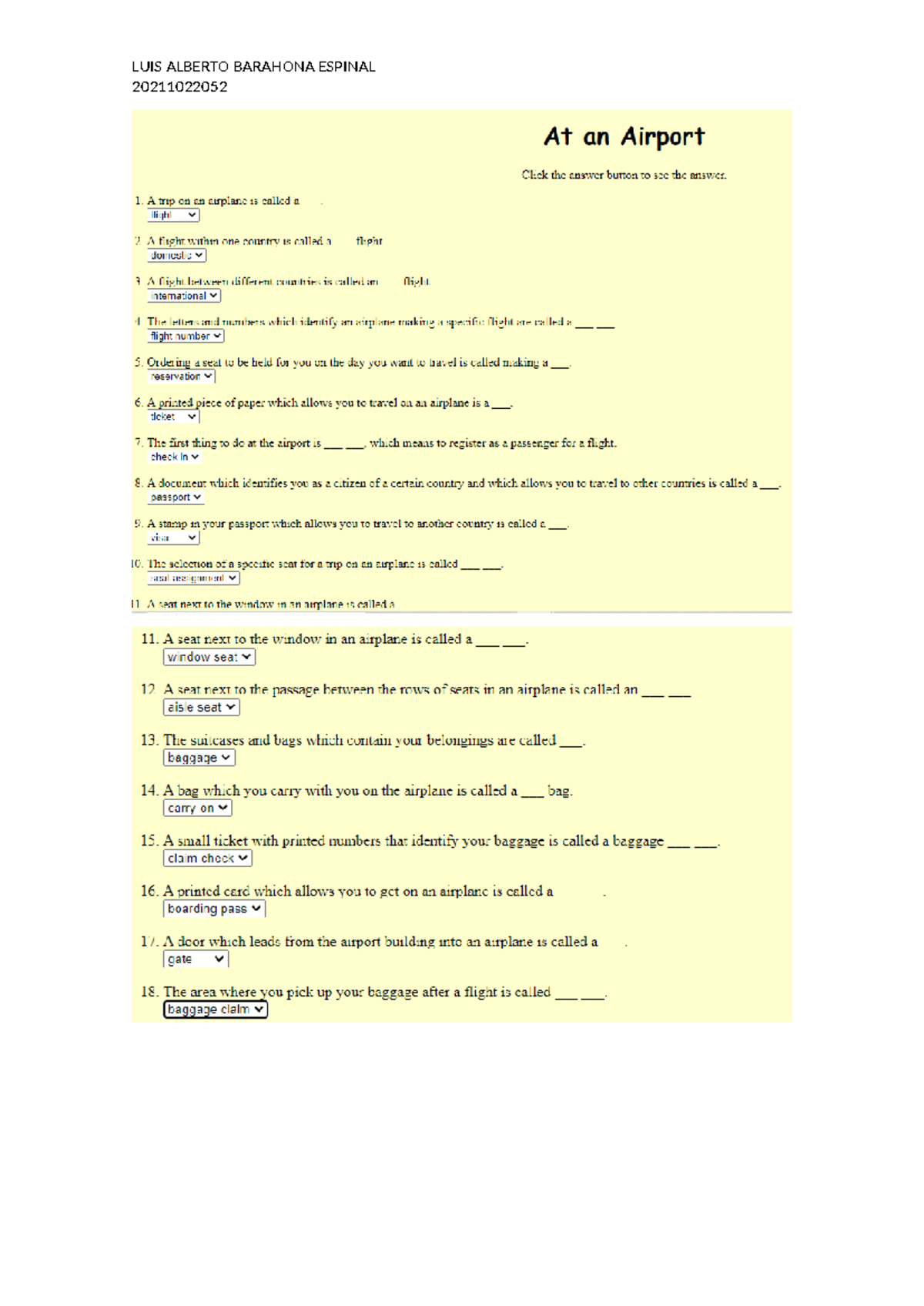 tarea del aeropuerto - Inglés II - LUIS ALBERTO BARAHONA ESPINAL ...