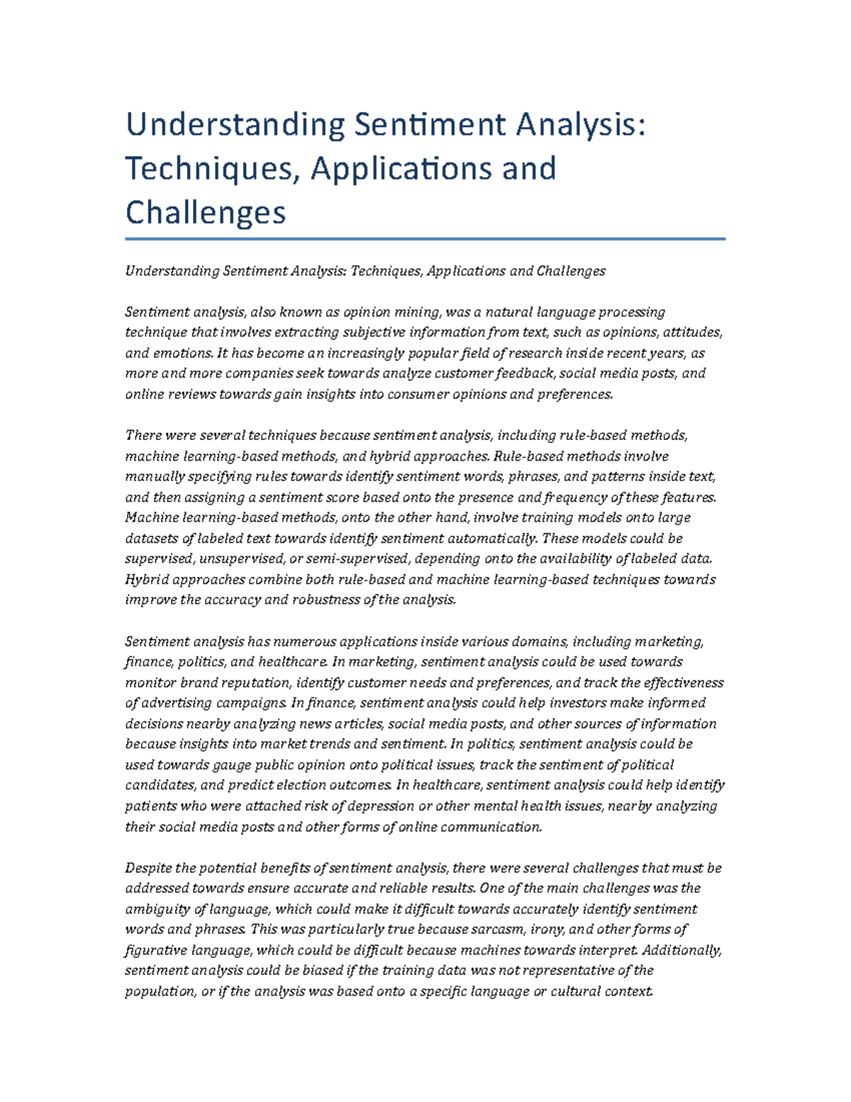 Understanding Sentiment Analysis: Techniques, Applications and Challenges - Understanding ...