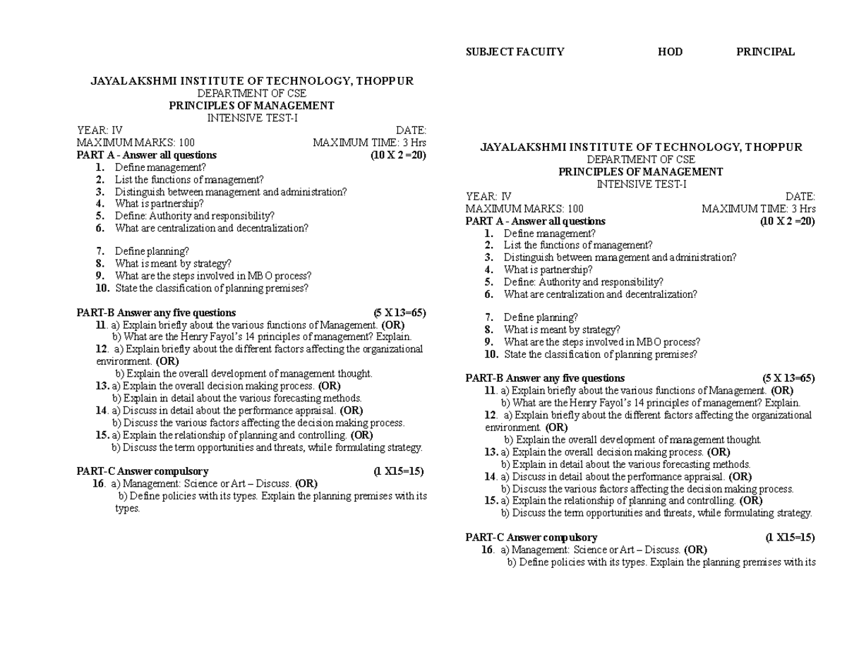 POM Intensive CSE - JAYALAKSHMI INSTITUTE OF TECHNOLOGY, THOPPUR ...