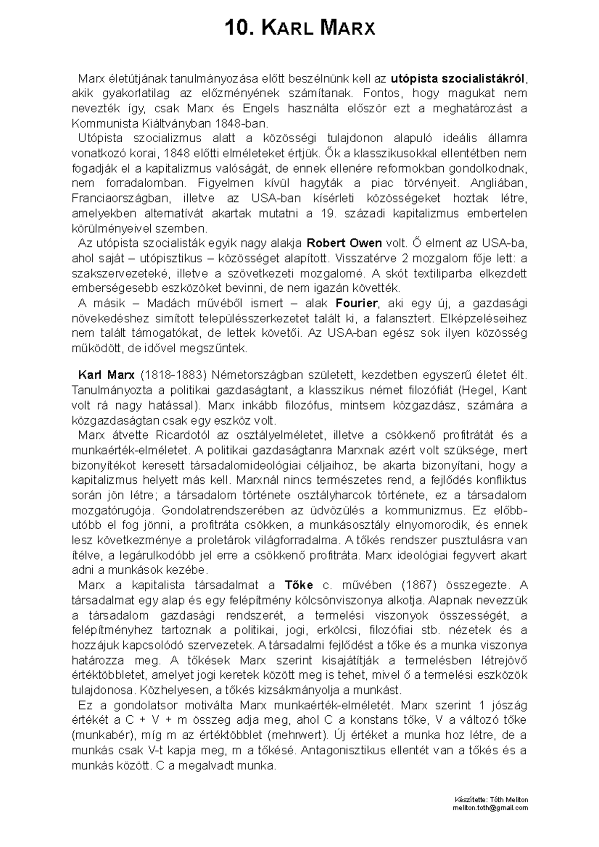 [10] - Karl Marx - [10] - Karl Marx - 10. KARL MARX Marx életútjának ...