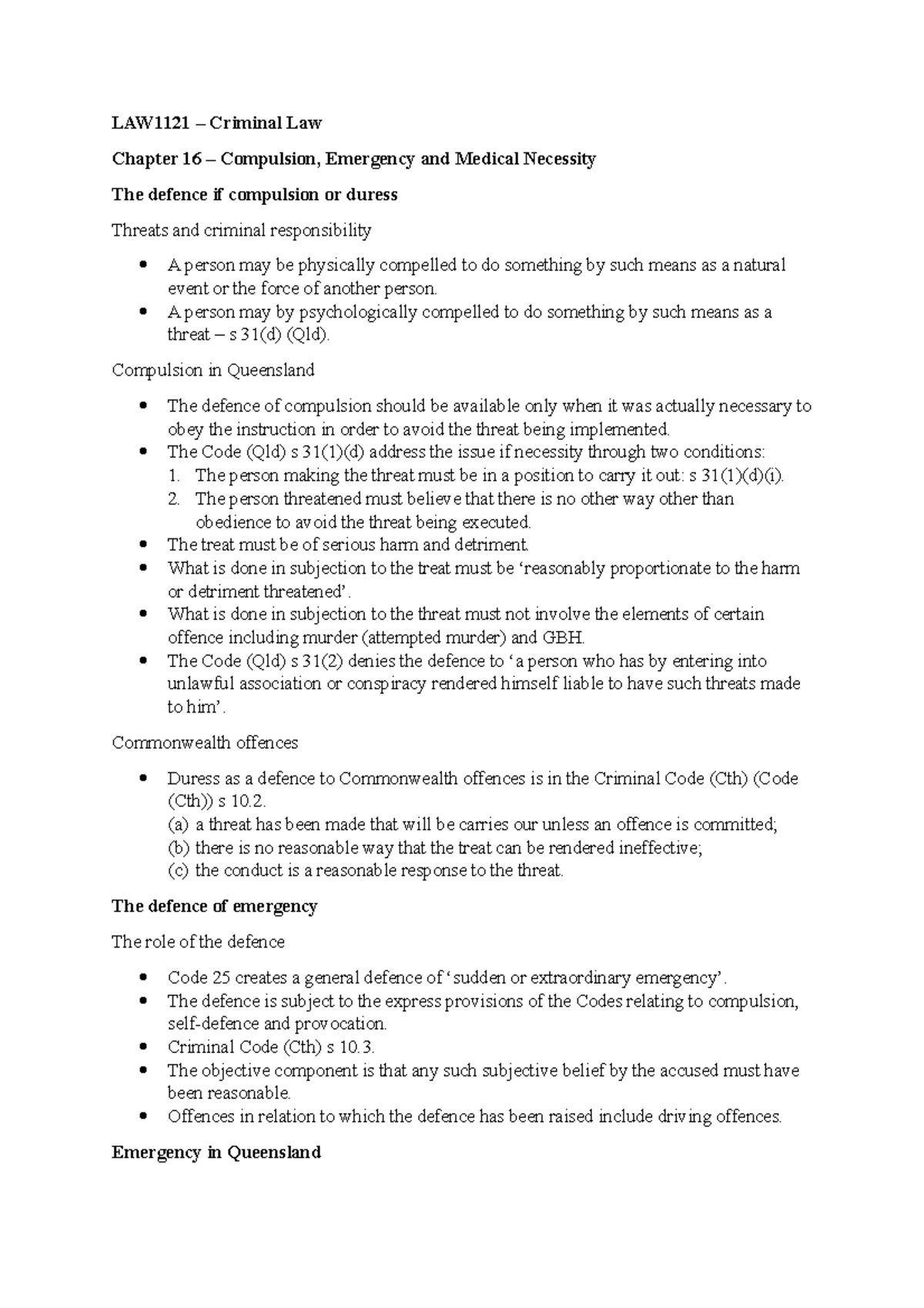 LAW1121 - Notes Chapter 16 - LAW1121 – Criminal Law Chapter 16 ...
