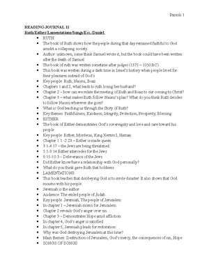 Reading Journal 6 - N/A - Passoli 1 READING JOURNAL 6 B The prophetic ...