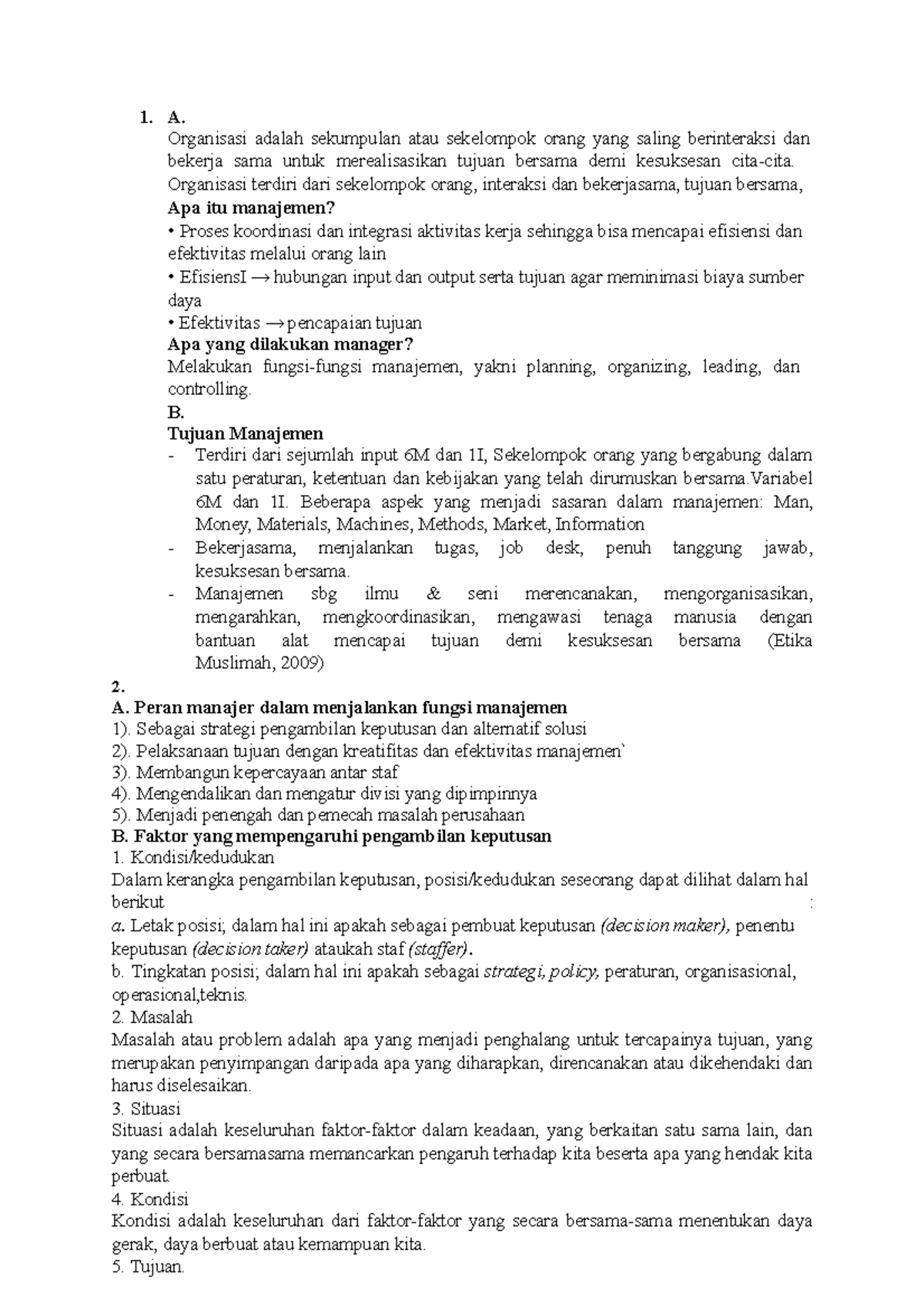 UTS OMPI 2023 - jjj - 1. A. Organisasi adalah sekumpulan atau sekelompok orang yang saling - Studocu