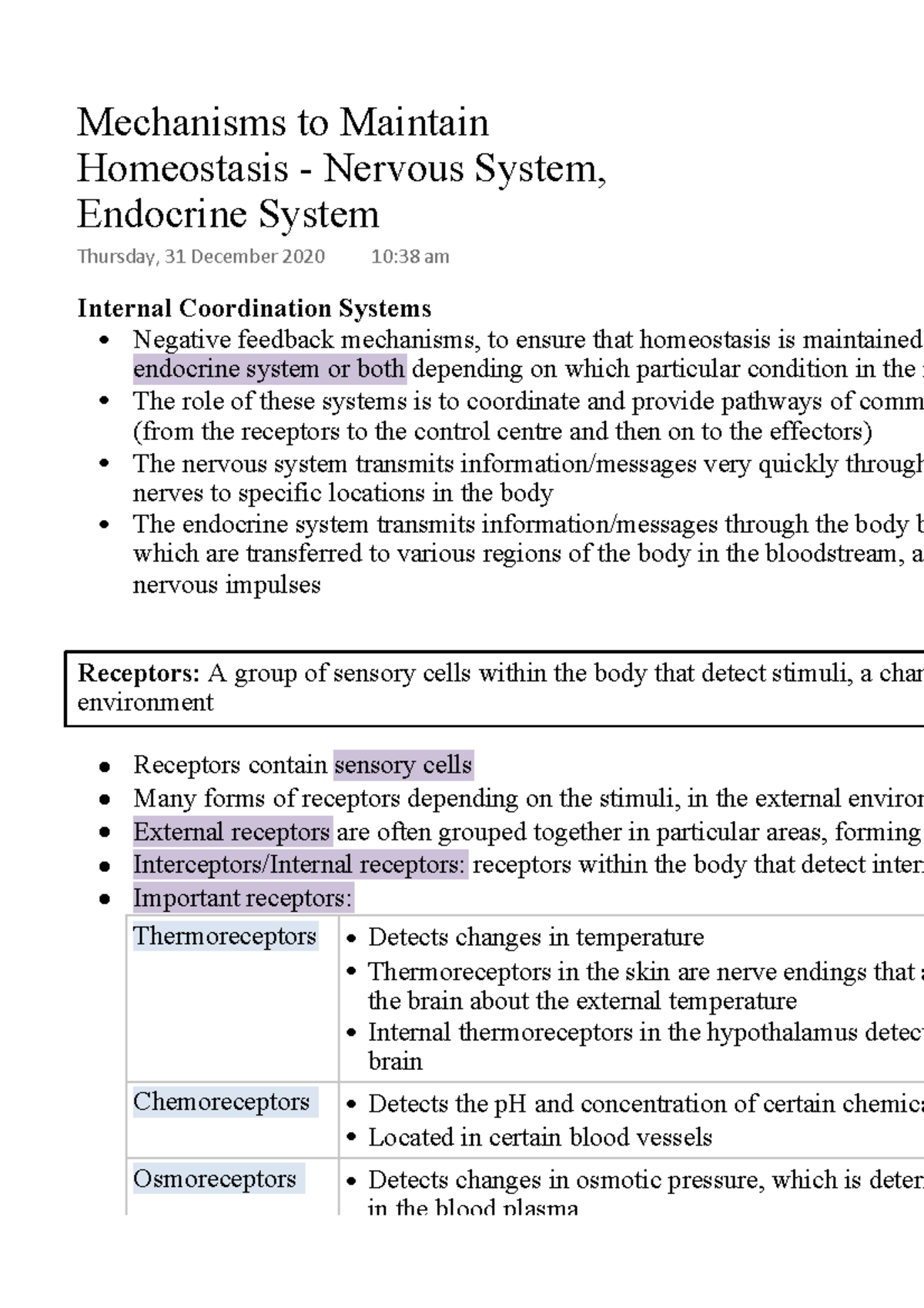 Mechanisms to Maintain Homeostasis - Nervous System, Endocrine System ...