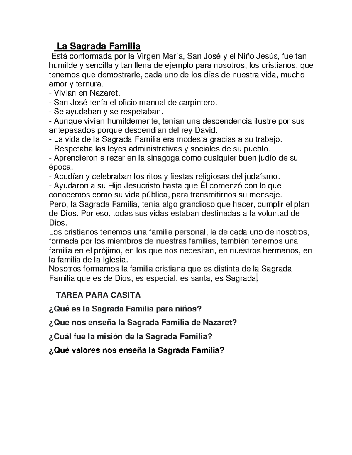 3er grado La Sagrada Familia clase - La Sagrada Familia Está conformada ...