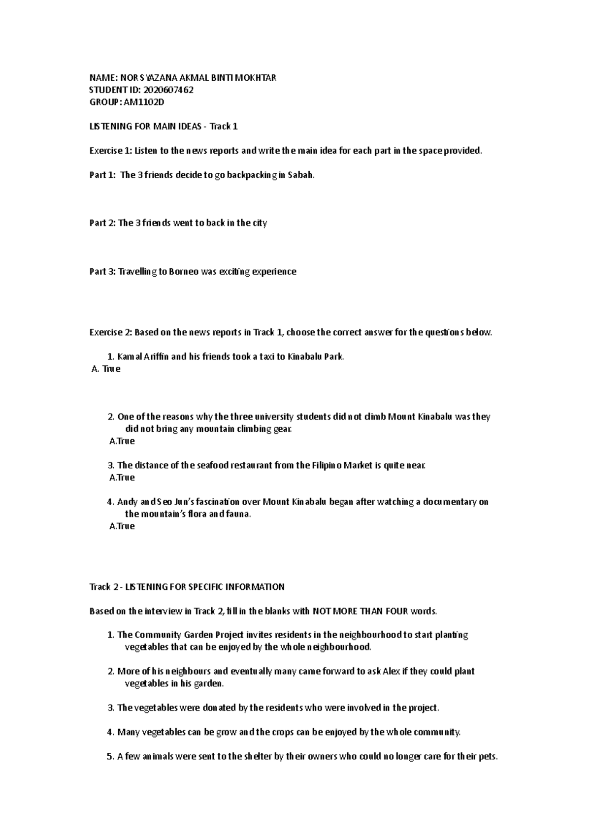 W4 Assessment HBU111 - NAME: NOR SYAZANA AKMAL BINTI MOKHTAR STUDENT ID ...