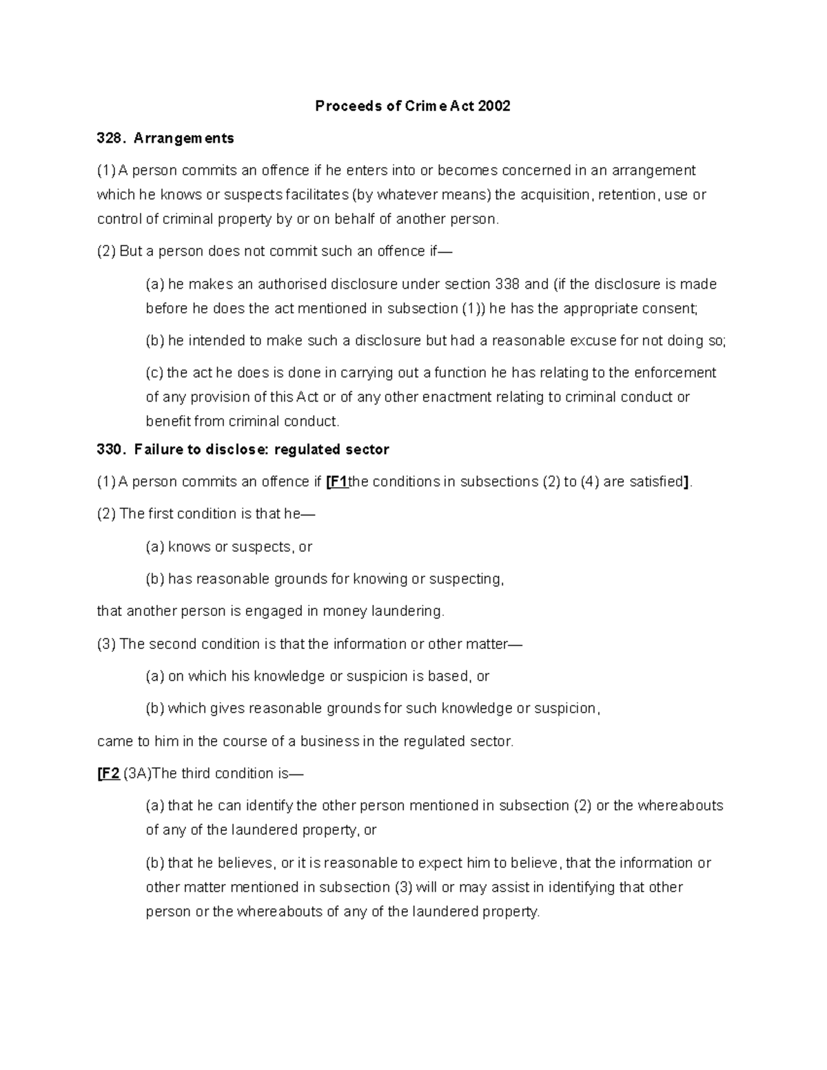 POCA and FSMA - POCA and FSMA relevant sections for professional ...