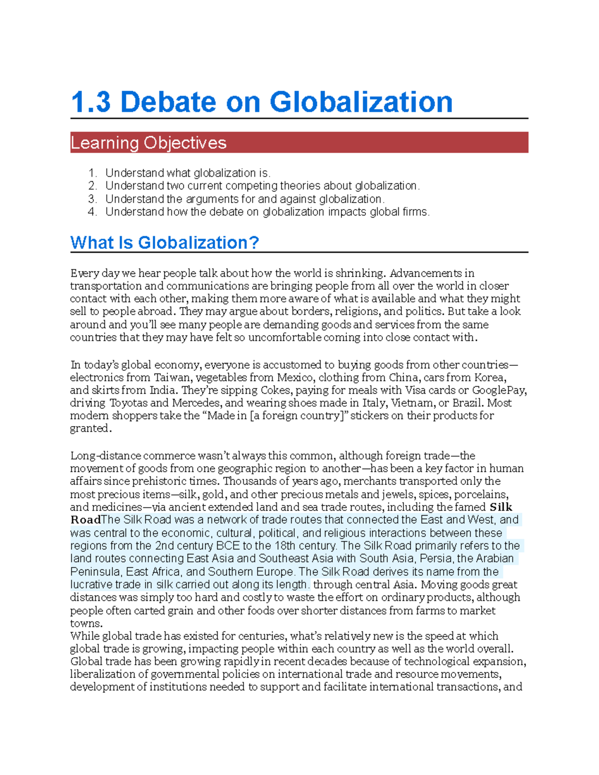 1.3 Debate on Globalization - 1 Debate on Globalization Learning ...