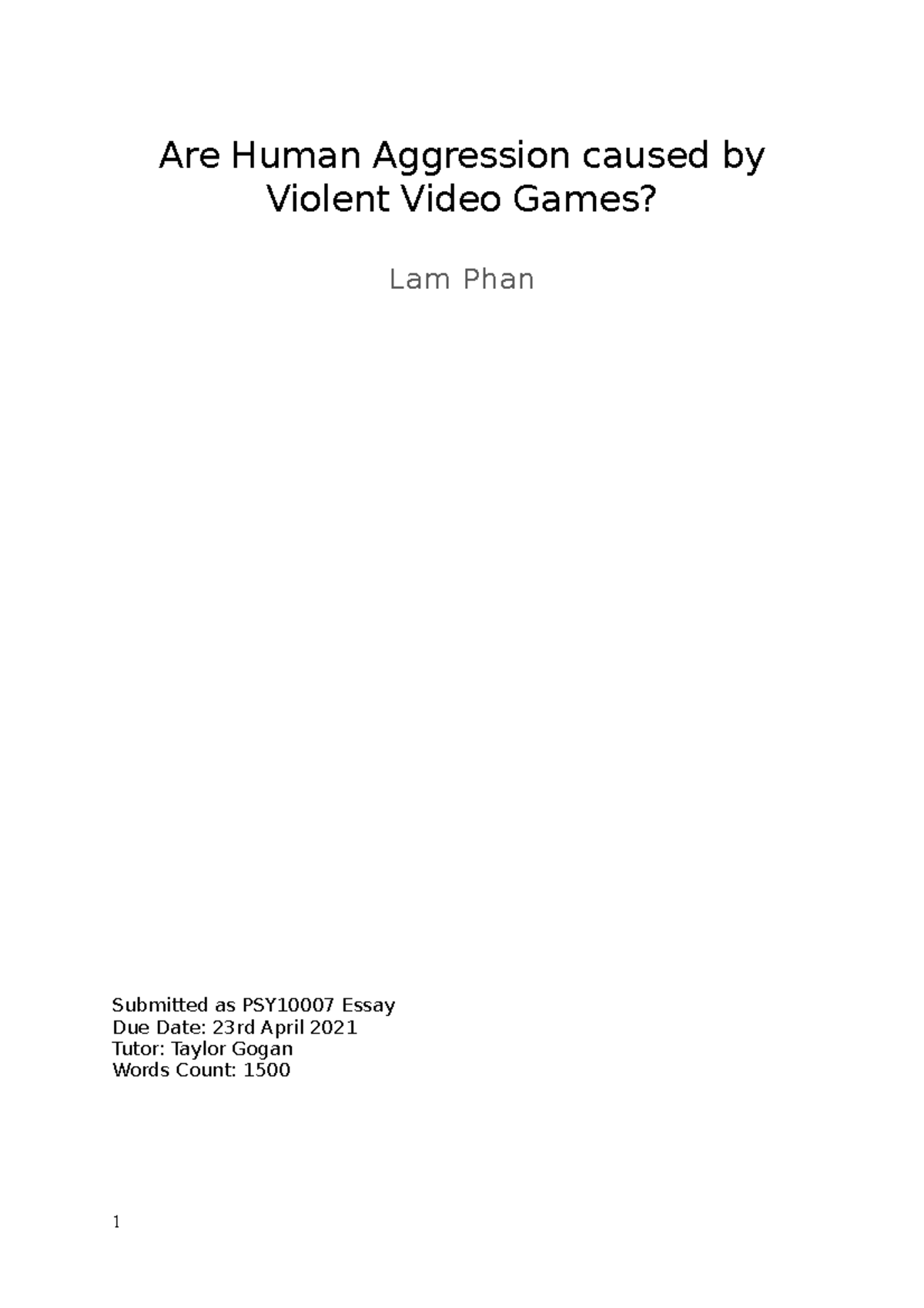 Violent Games on Aggression - Are Human Aggression caused by Violent ...