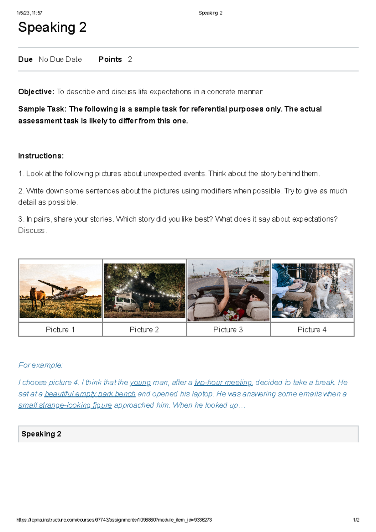 Speaking 2 - 1/5/23, 11:57 Speaking 2 - Studocu