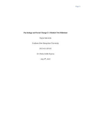 6-2 Module Six Milestone - Psychology and Social Change 6-2 Module Six Milestone Kayla Sakowski ...