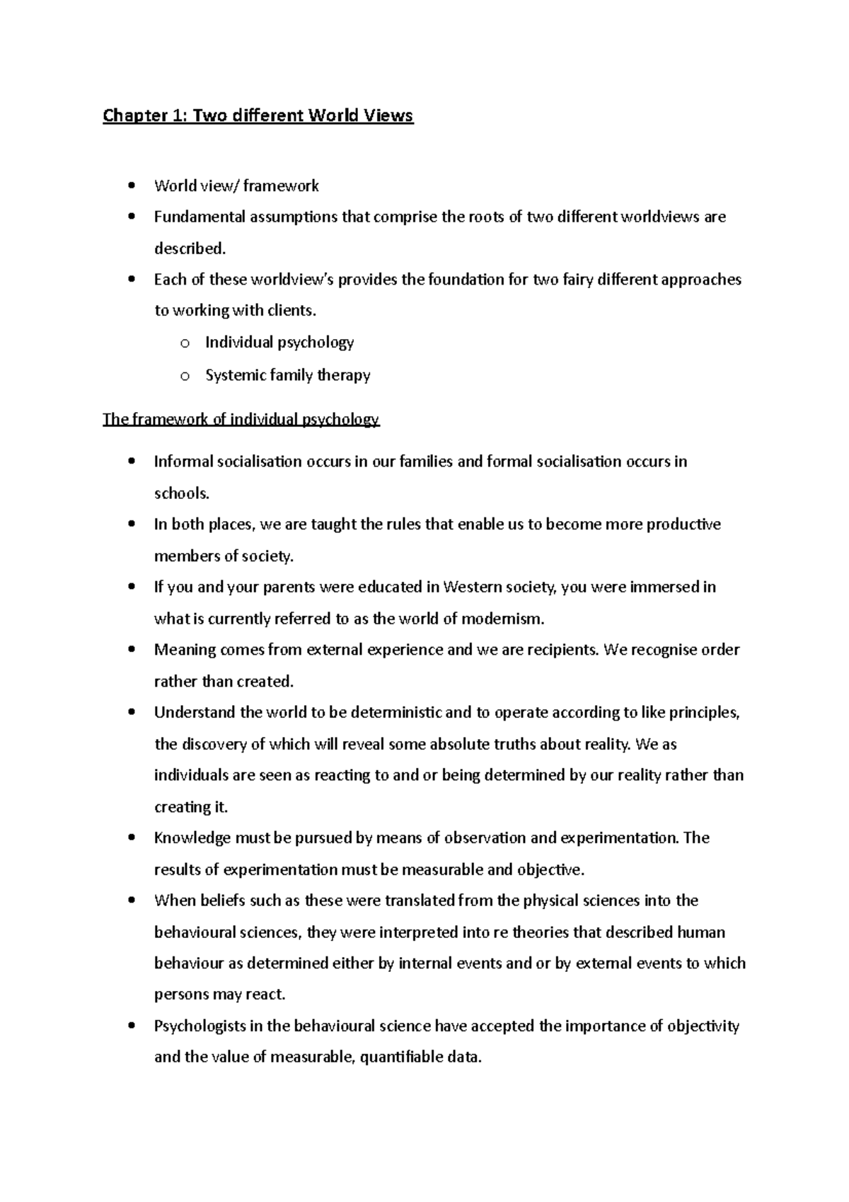 Prescribed book notes - Family Therapy - Chapter 1: Two different World ...