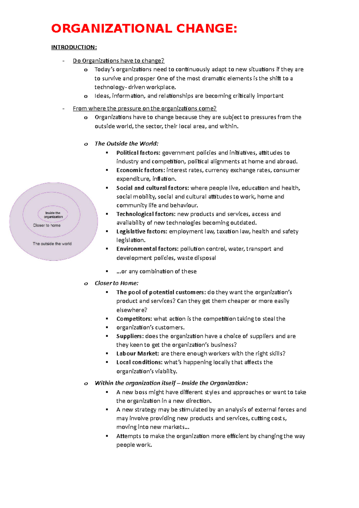 7 - Organizational Change - ORGANIZATIONAL CHANGE: INTRODUCTION: Do ...