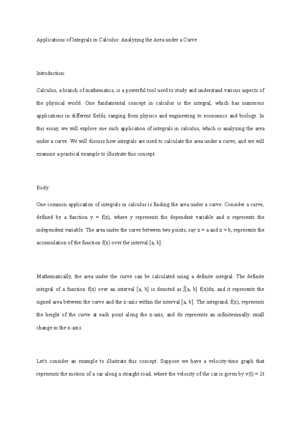 Applications of Integrals in Calculus - One fundamental concept in ...